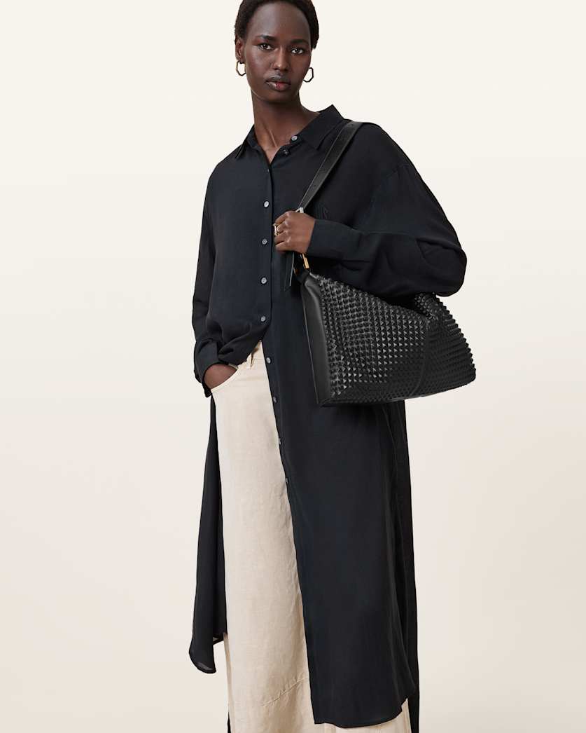 Edbury Studded Leather Shoulder Bag Black | ALLSAINTS DE